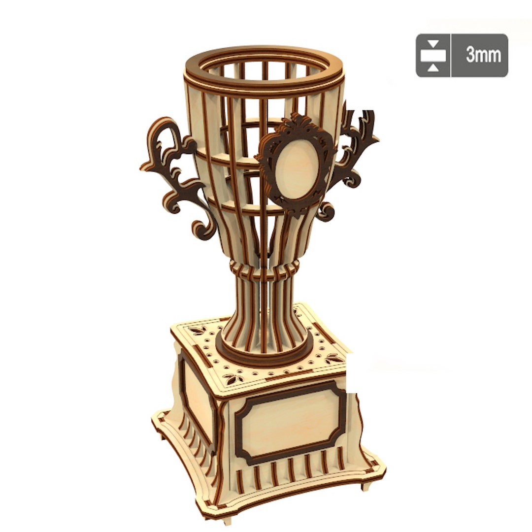 Trophy Cup Laser Cut File, 3d Plywood Project of Award Design as Vector ...
