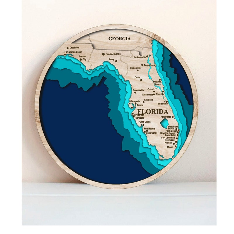 Florida Laser 3d Map - Etsy