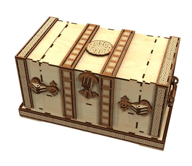 Laser Cut Wooden Secret Compartment Box With Multiple Drawers ...