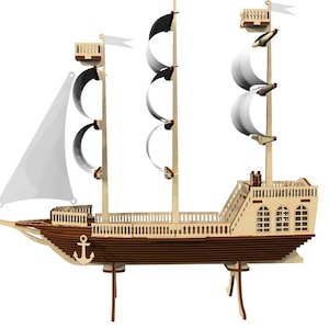 Ship Boat - SVG Laser Cut File, Laser Cut Wooden Sailboat Model Ship 3d ...