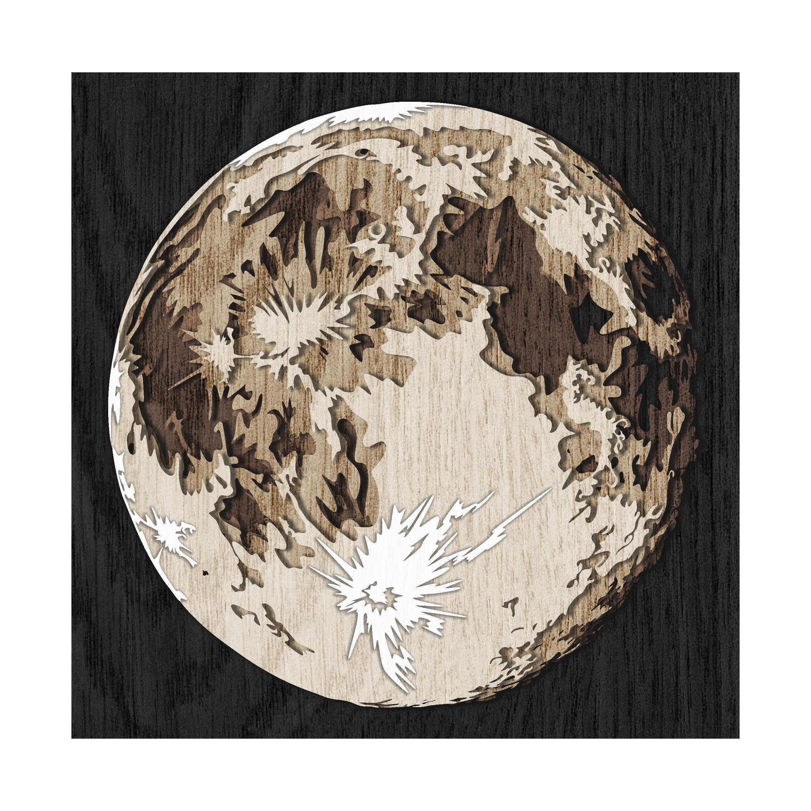 5 Layers Multilayer Full Moon Laser Cut 3D File SVG Detailed Moon Laser ...