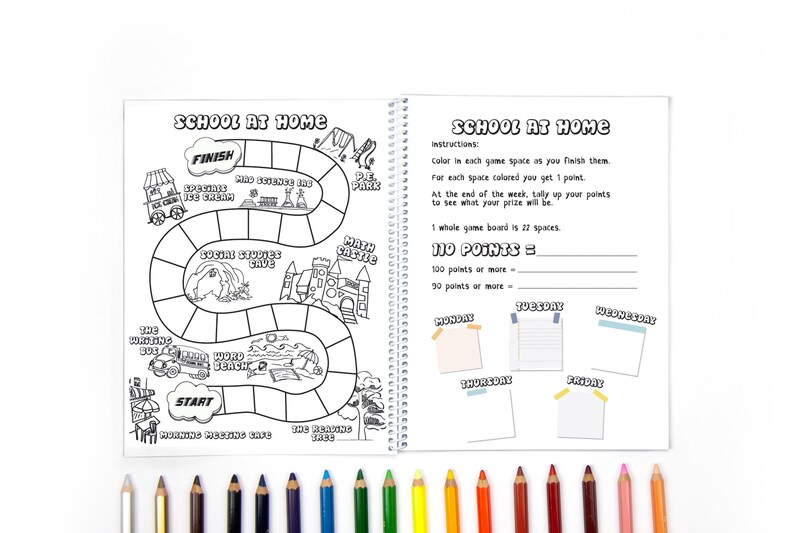 Distance Learning and Homeschool Tracker/game Printable and Coloring ...