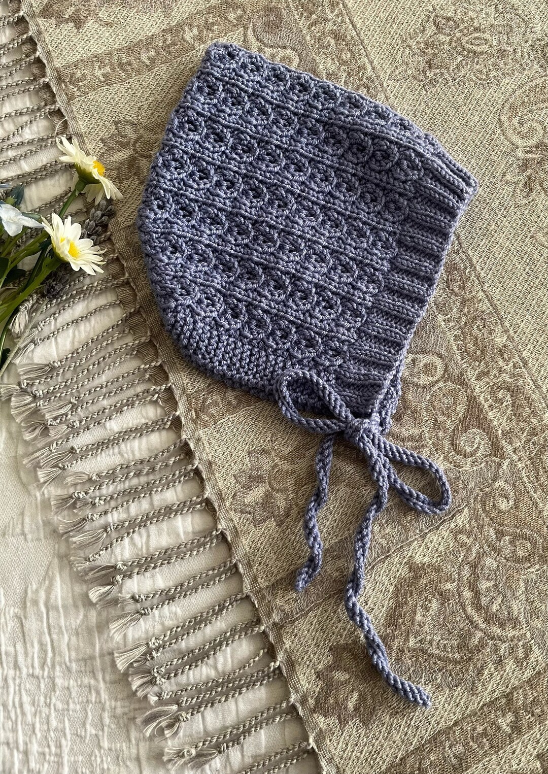 Pixie Cable Bonnet , Blue Woollen Baby Bonnet 0-3 Months,blue Woollen ...