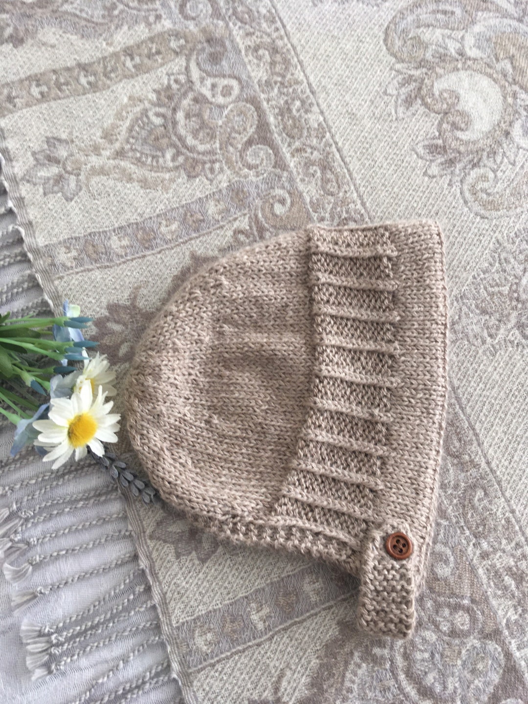 Baby Bonnet 0-3 Months, Newborn Baby Bonnet With Chin Strap , Brown ...