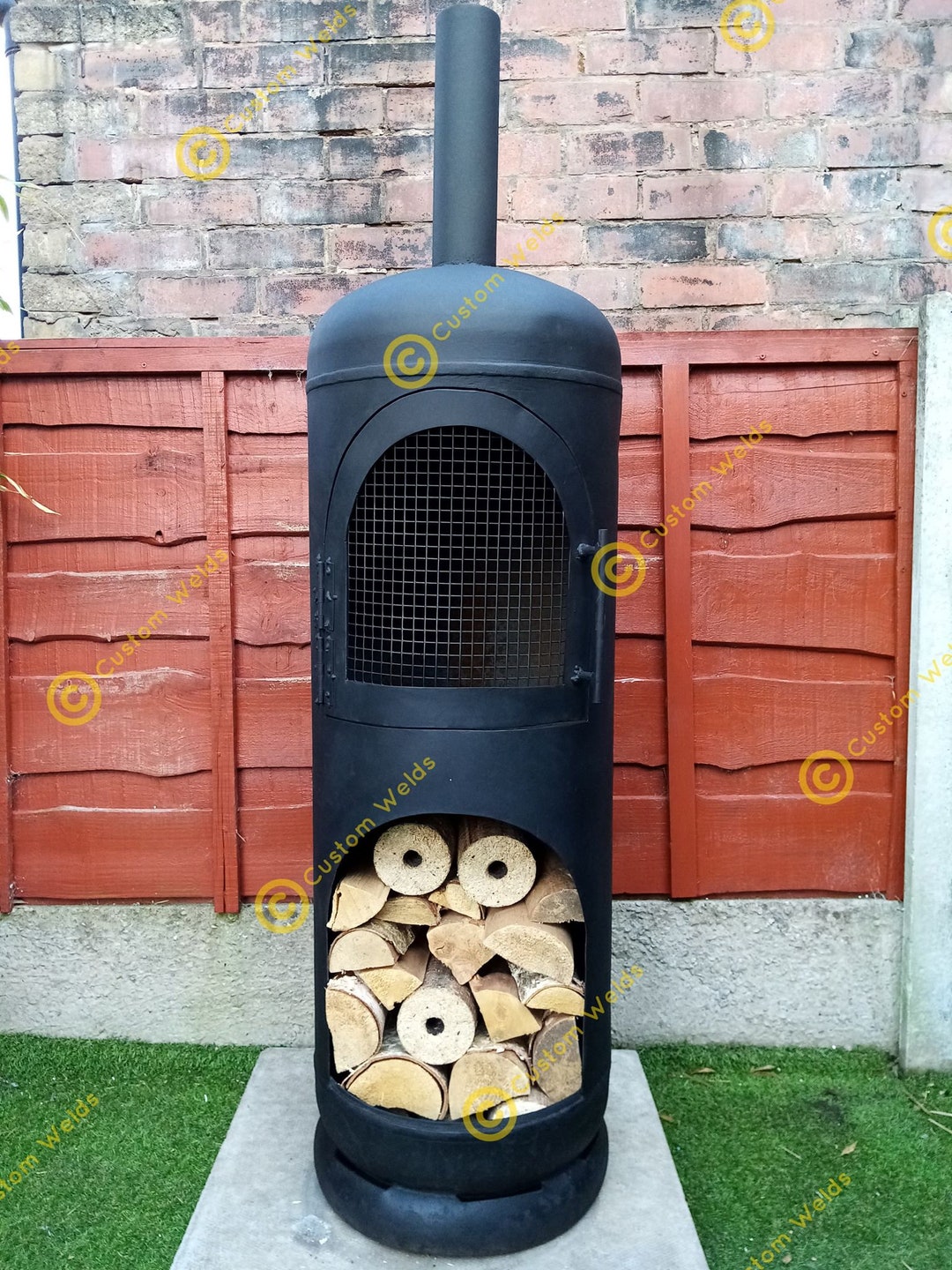 Large Log Burner With Log Store - Etsy