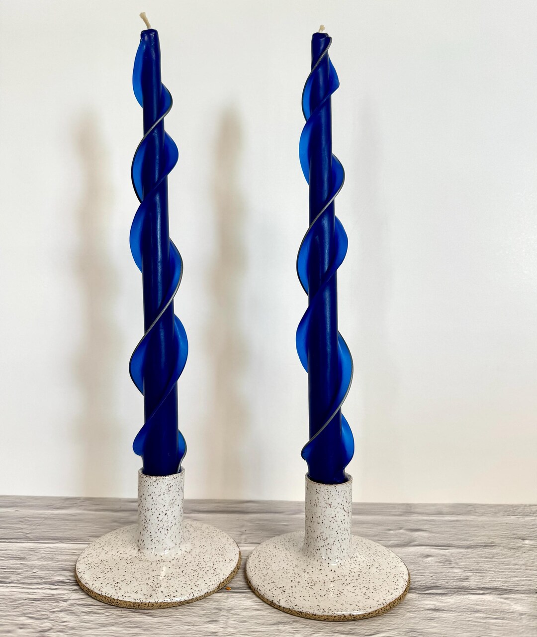 Handmade Electric Blue Double Flair Taper 100% Beeswax 12" Set of Two ...