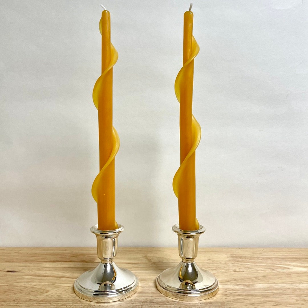 Handmade Solid 100% Beeswax Taper Candles Gold 12
