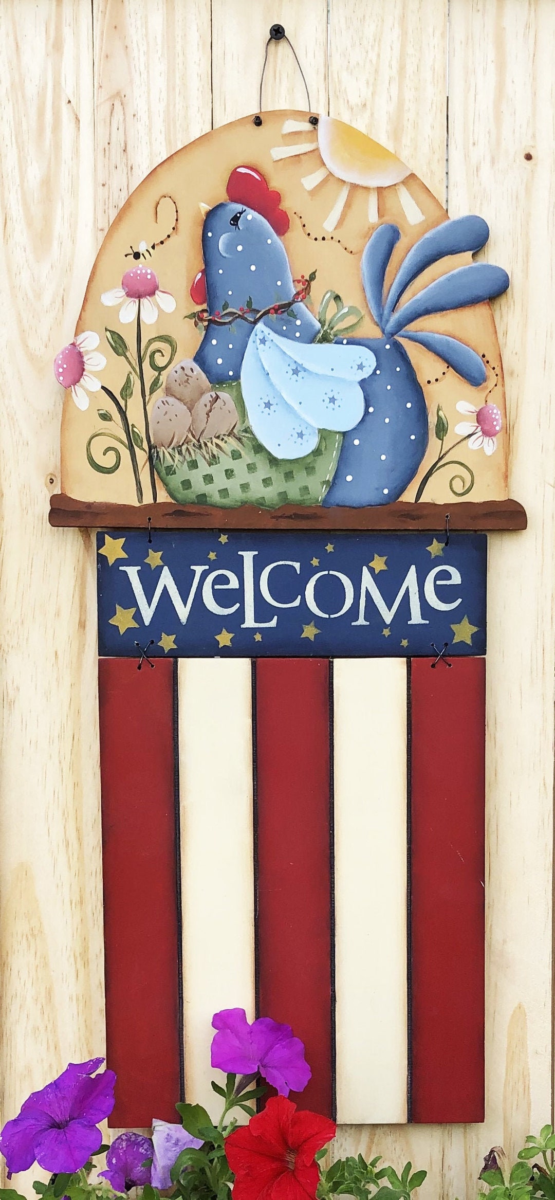 Henny Penny Welcome Flag Door Hanger - Etsy