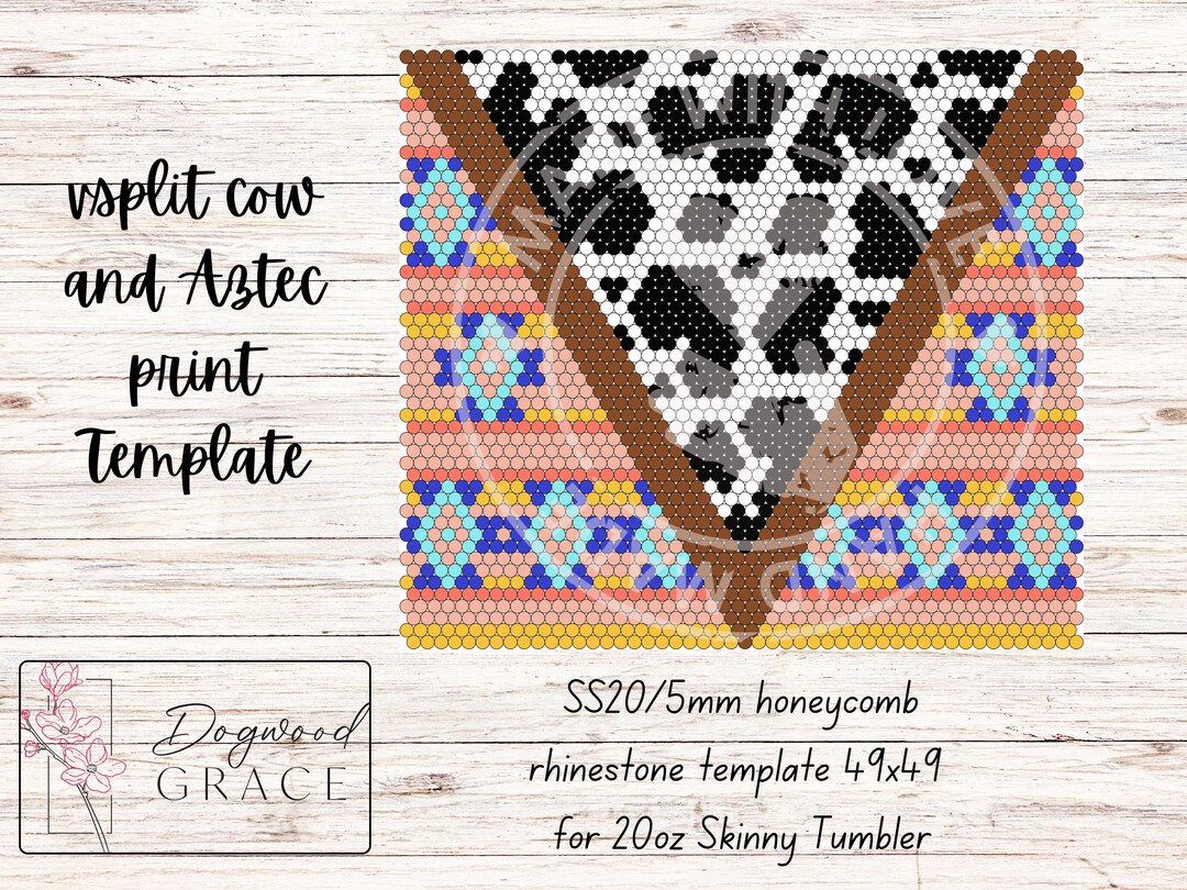 Vsplit Cow Print & Aztec | Tumbler Template | SS 20rhinestones | 5mm ...