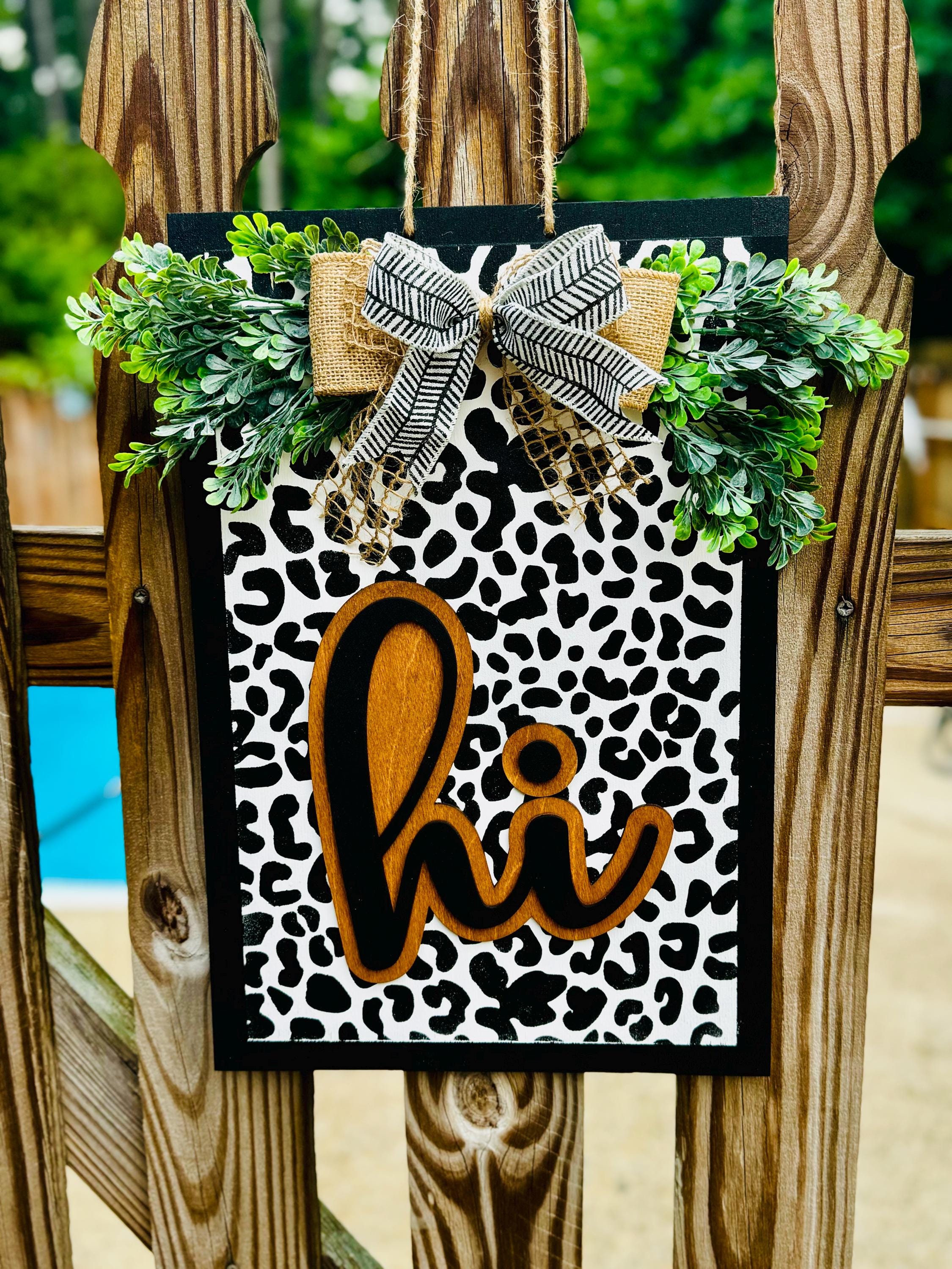 Hi | Sign | Rectangle Door Hanger - Etsy