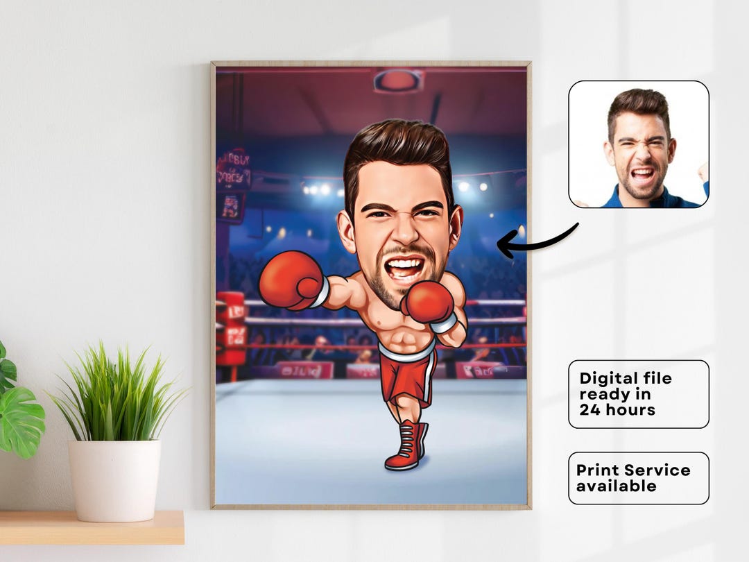 Personalized Boxer Cartoon Portrait Custom Boxer Caricature Drawing ...