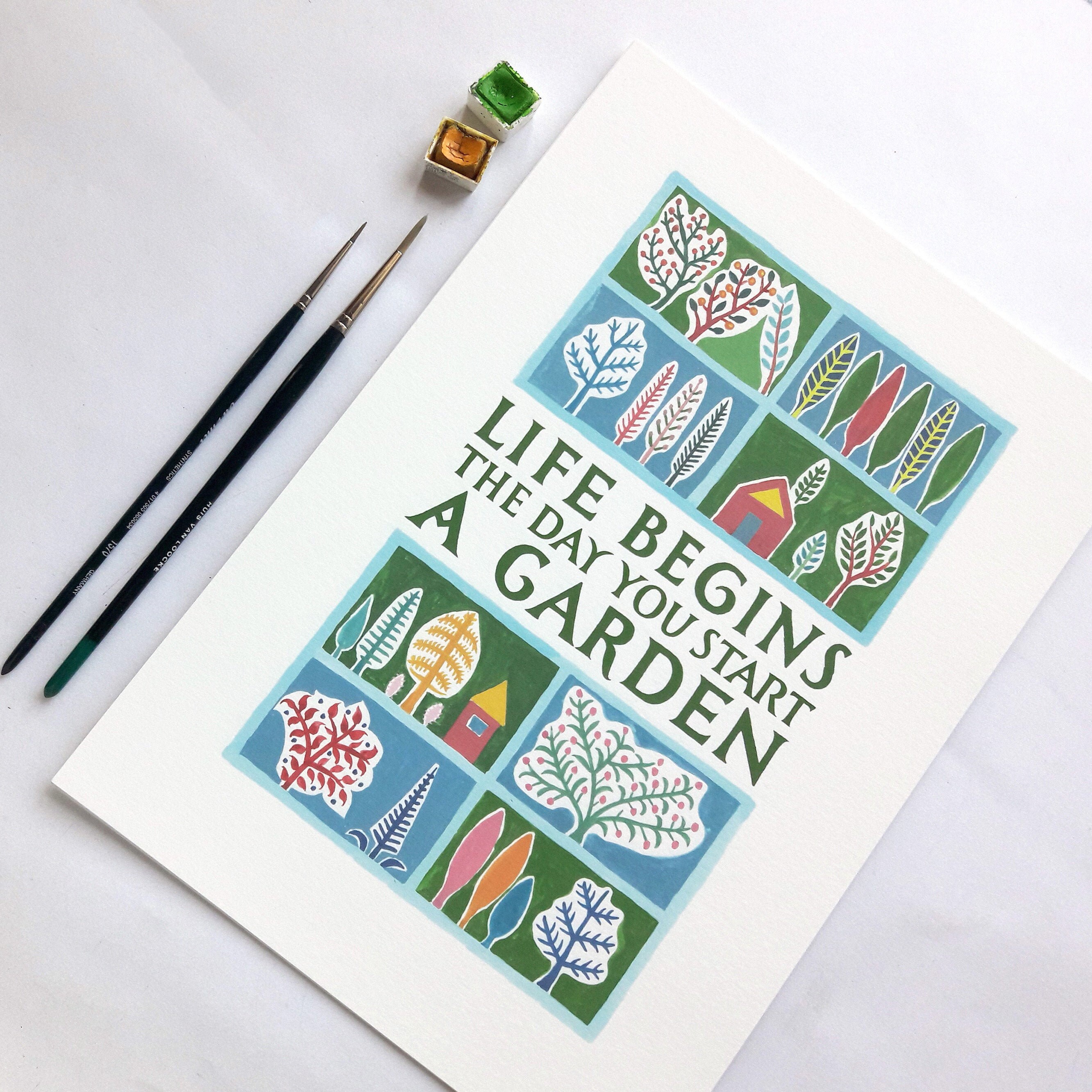 Garden Print, Botanical Garden Art, Garden Illustration, Giclée Print ...