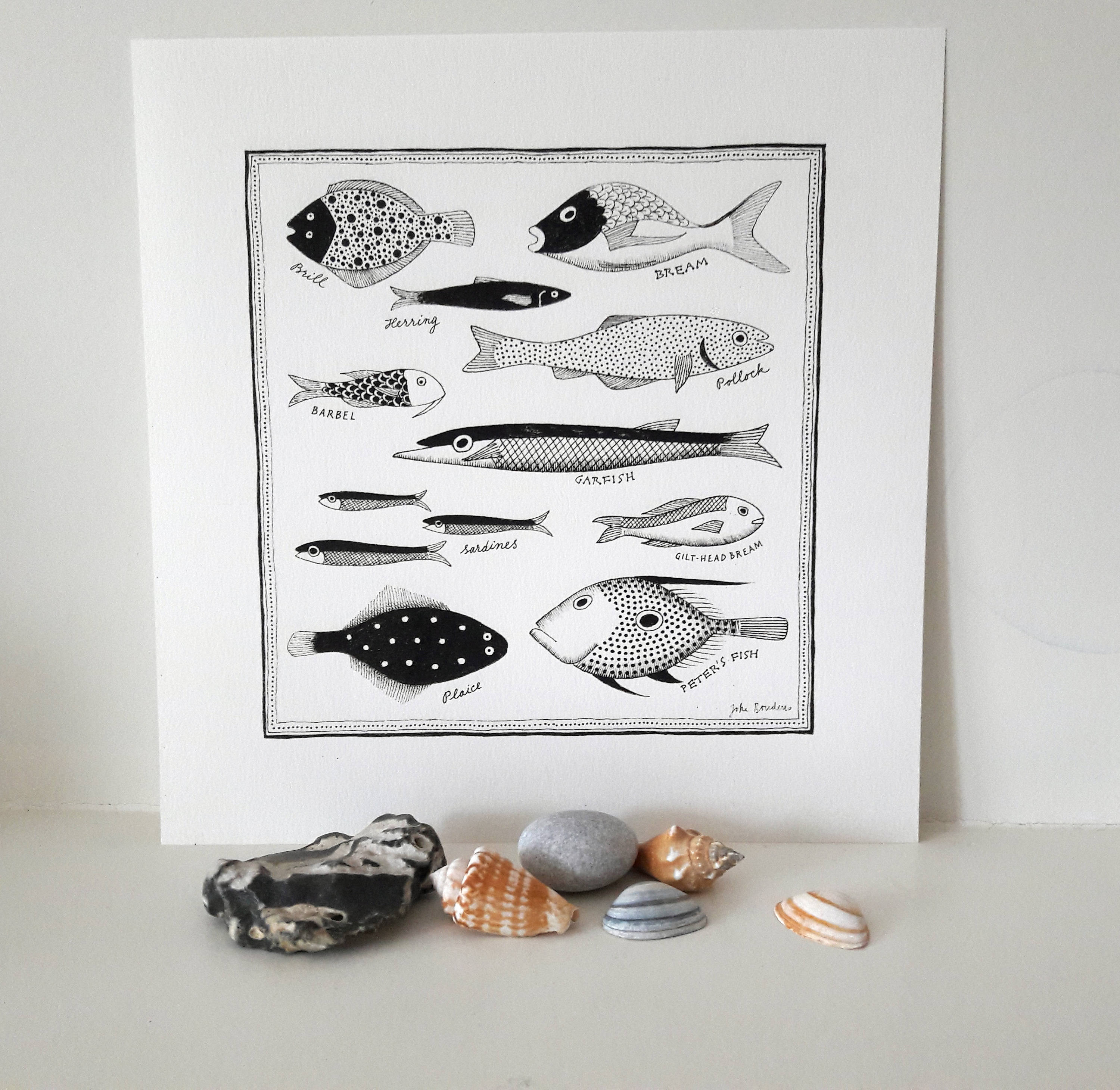 Fish,fishes,aprilfool's,illustration,collection,blackandwhite,drawing ...