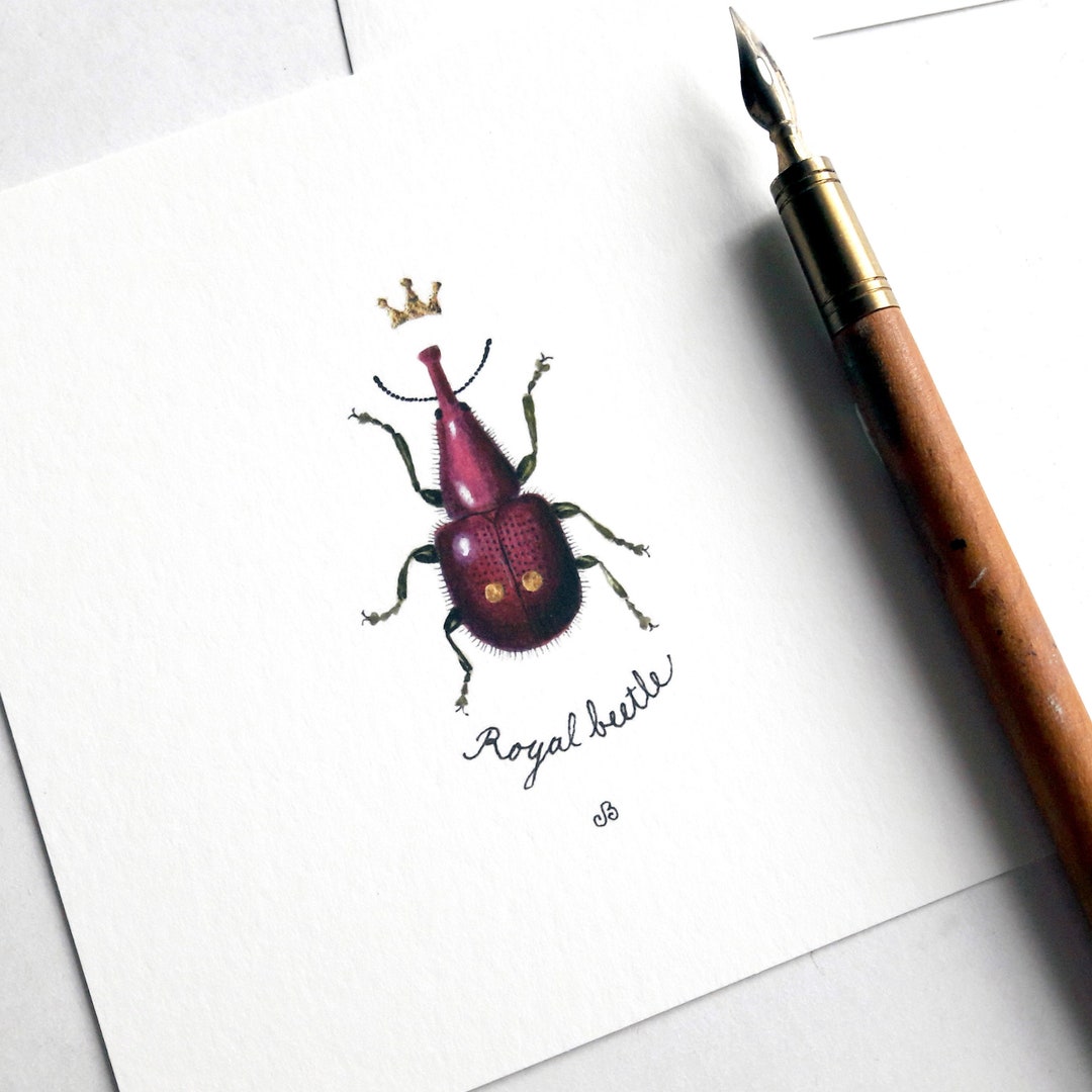 Beetle Print, Fantasy Beetle, Royal Beetle, Purple Beetle, Giclée Print ...