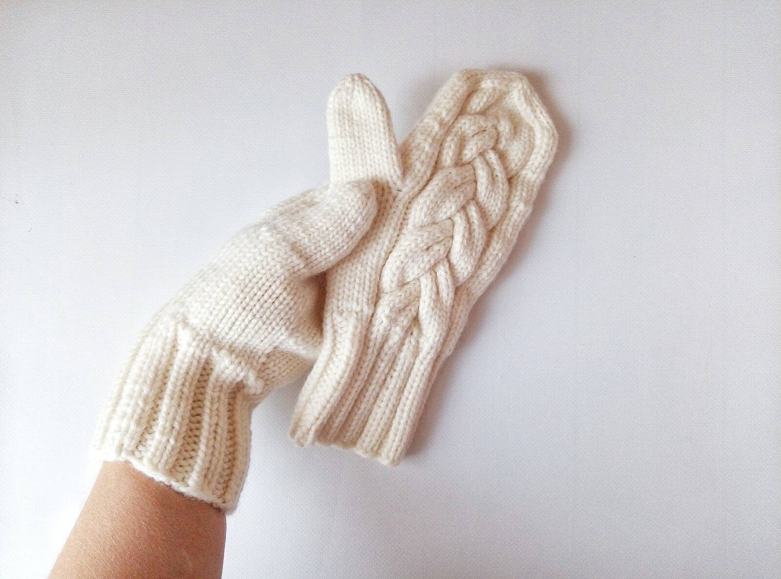 Warm knitted merino wool mittens for women Christmas gift for | Etsy