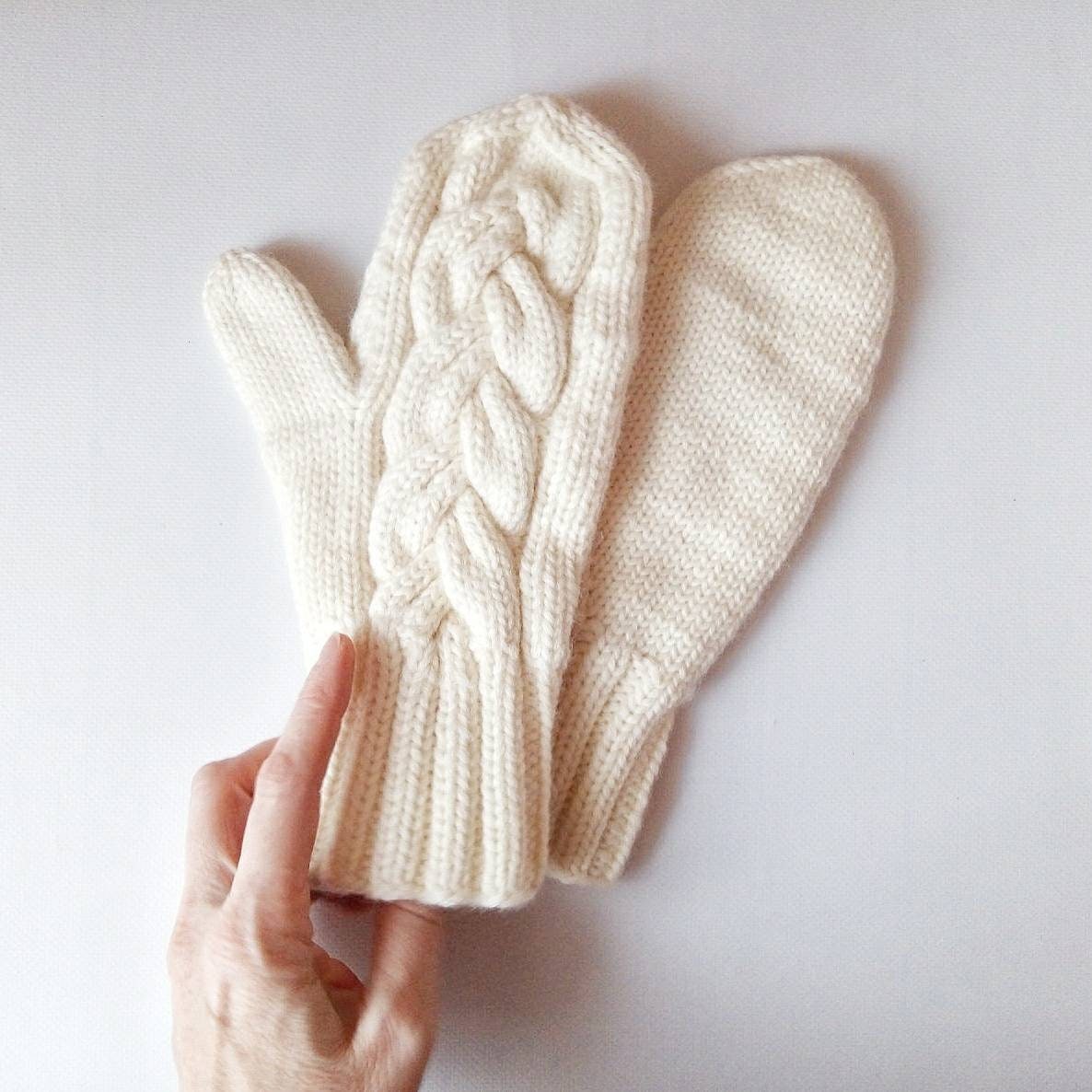 Warm knitted merino wool mittens for women Christmas gift for | Etsy