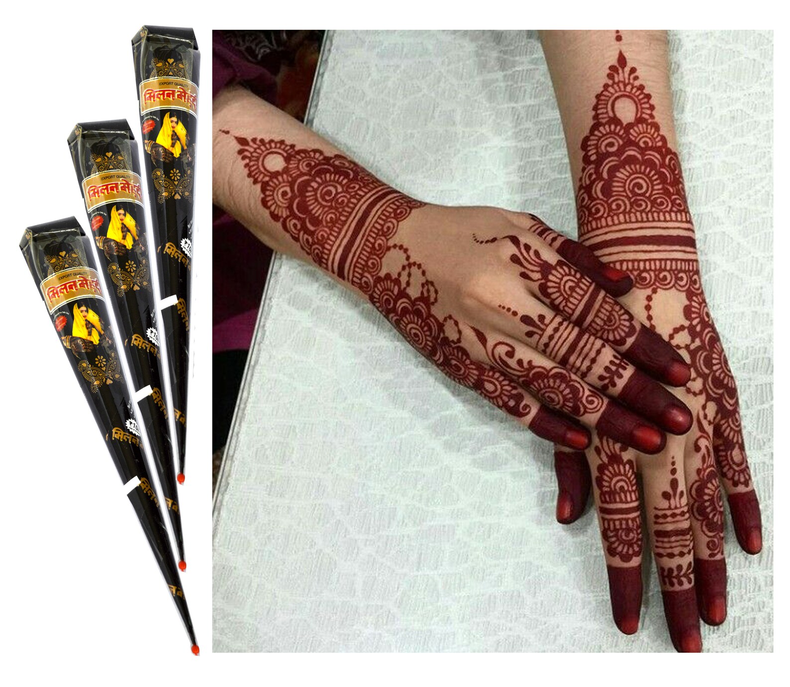 Milan Natural Henna Mehandi Red-dark Cones for Face Freckles & Body Art ...