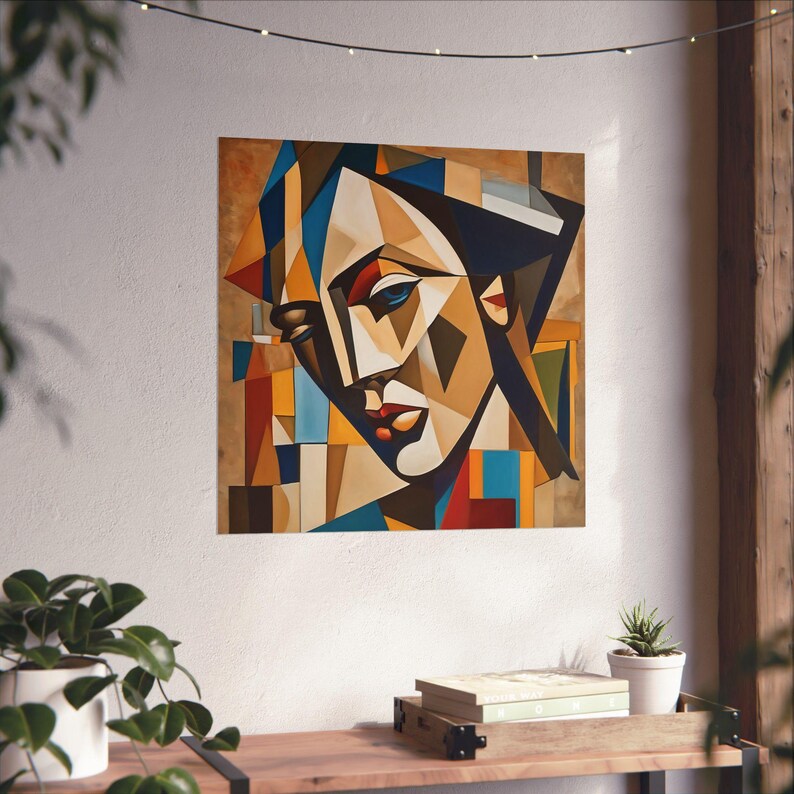 Abstract Cubist Art Woman Face Matte Poster - Modern Wall Decor, Unique ...