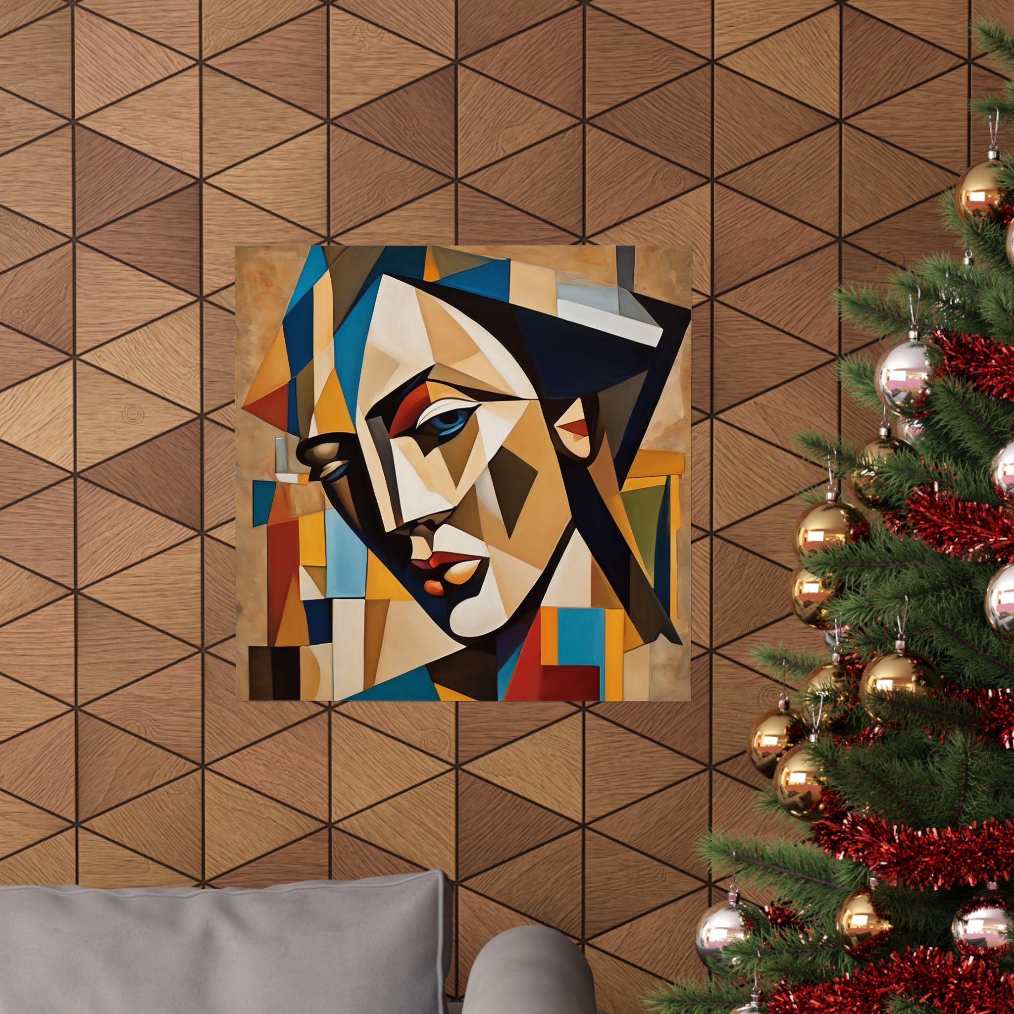 Abstract Cubist Art Woman Face Matte Poster - Modern Wall Decor, Unique ...