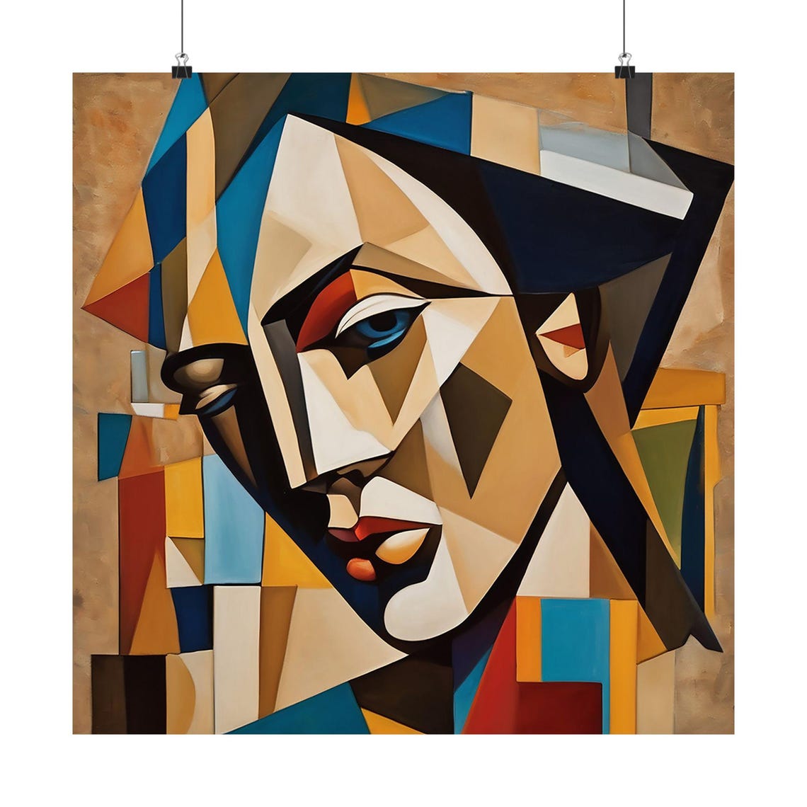 Abstract Cubist Art Woman Face Matte Poster - Modern Wall Decor, Unique ...