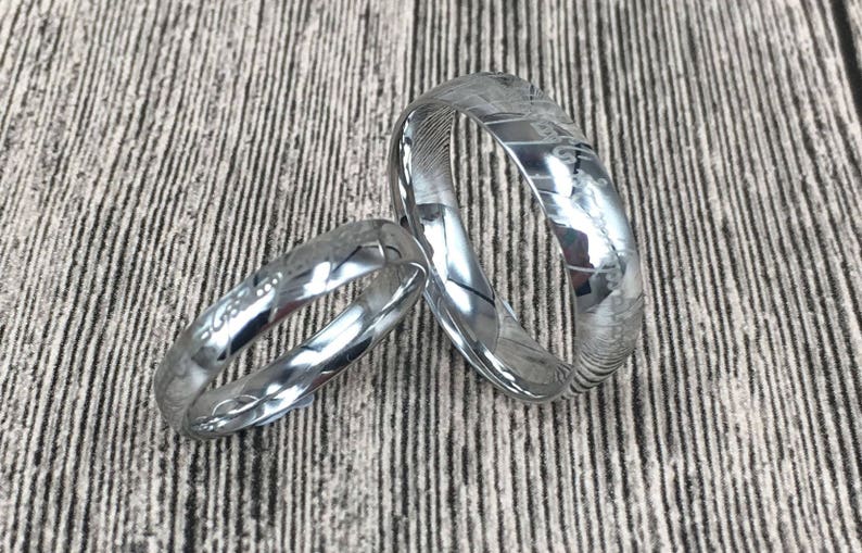 Custom Silver Elvish Ring Wedding Band Polished Titanium Rings - Etsy
