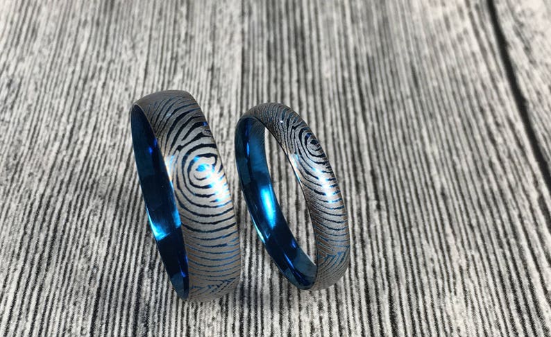 Unique Your Actual Fingerprint Ring/ Engraved Wedding Ring/ - Etsy