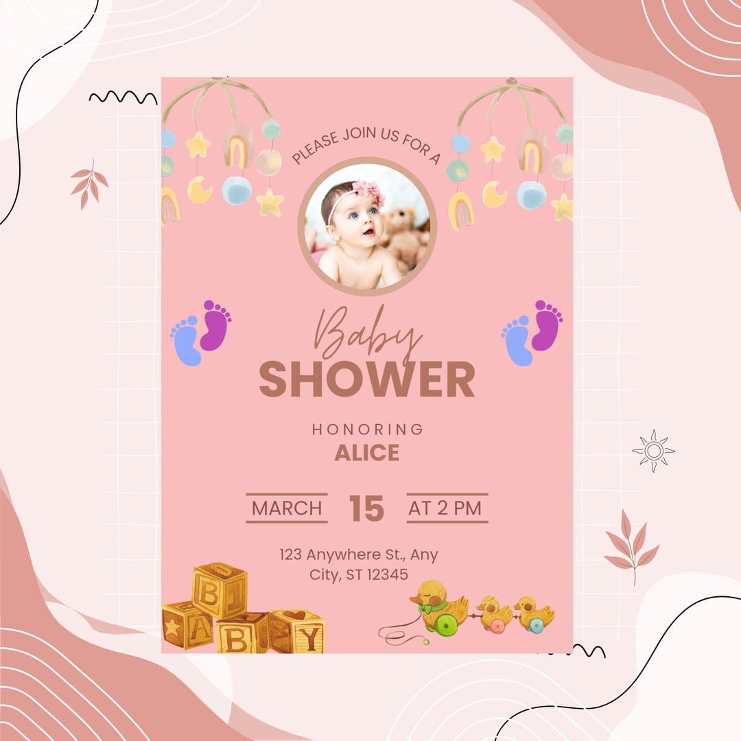 Baby Shower Invitations Printable Editable Template - Etsy