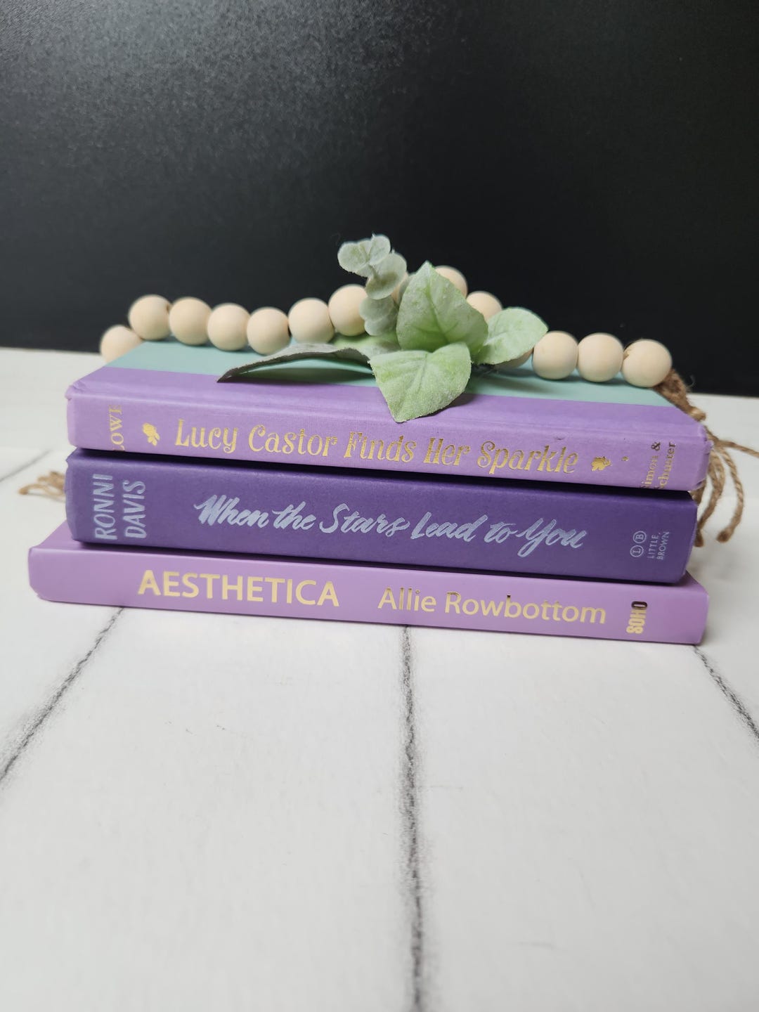 3 Purple Violet Books Mantle Decor Shelf Decorative Object Lavender ...