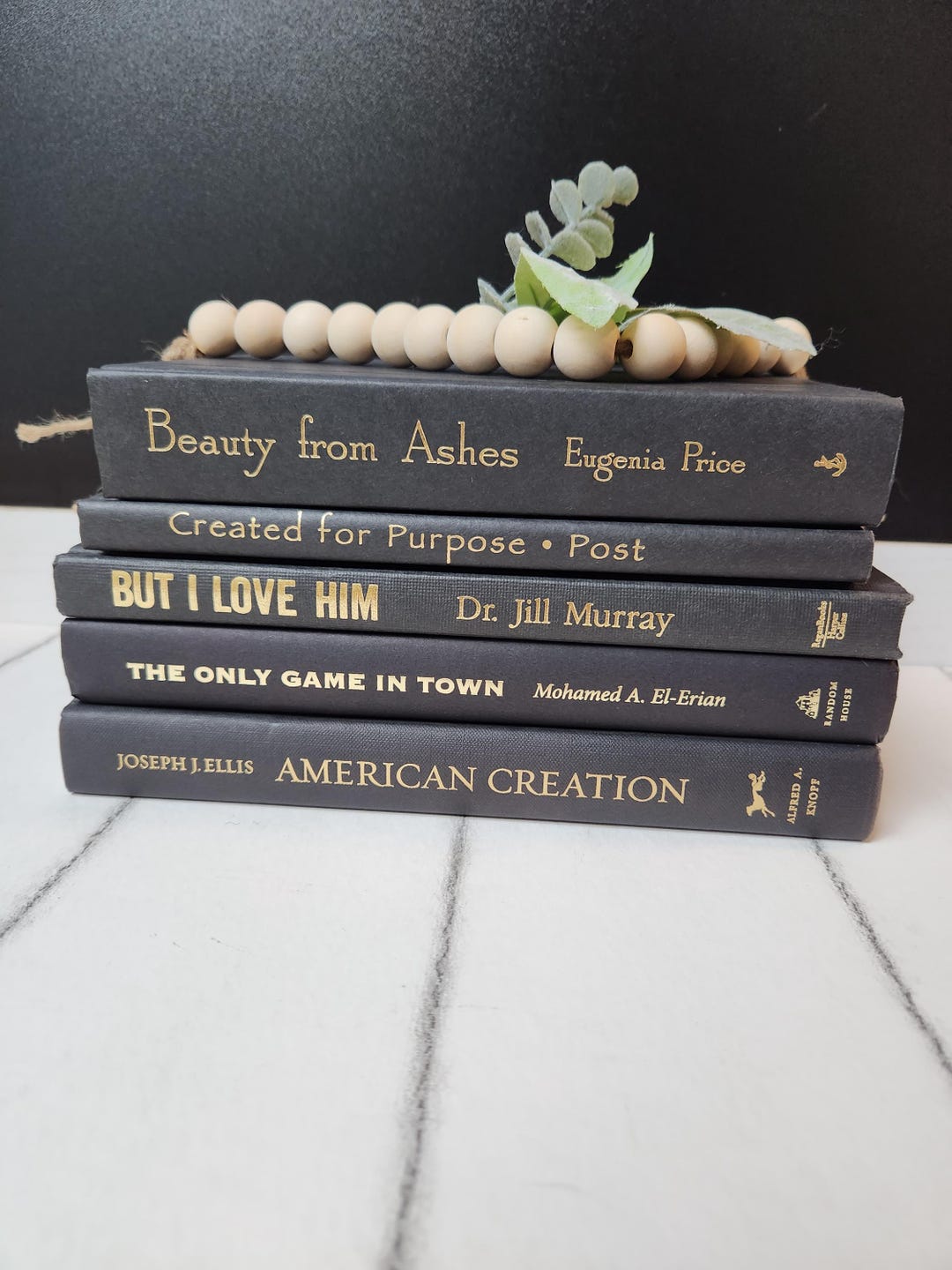 5 Black Books Gold Lettering Bookshelf Bundle Instant Library House ...