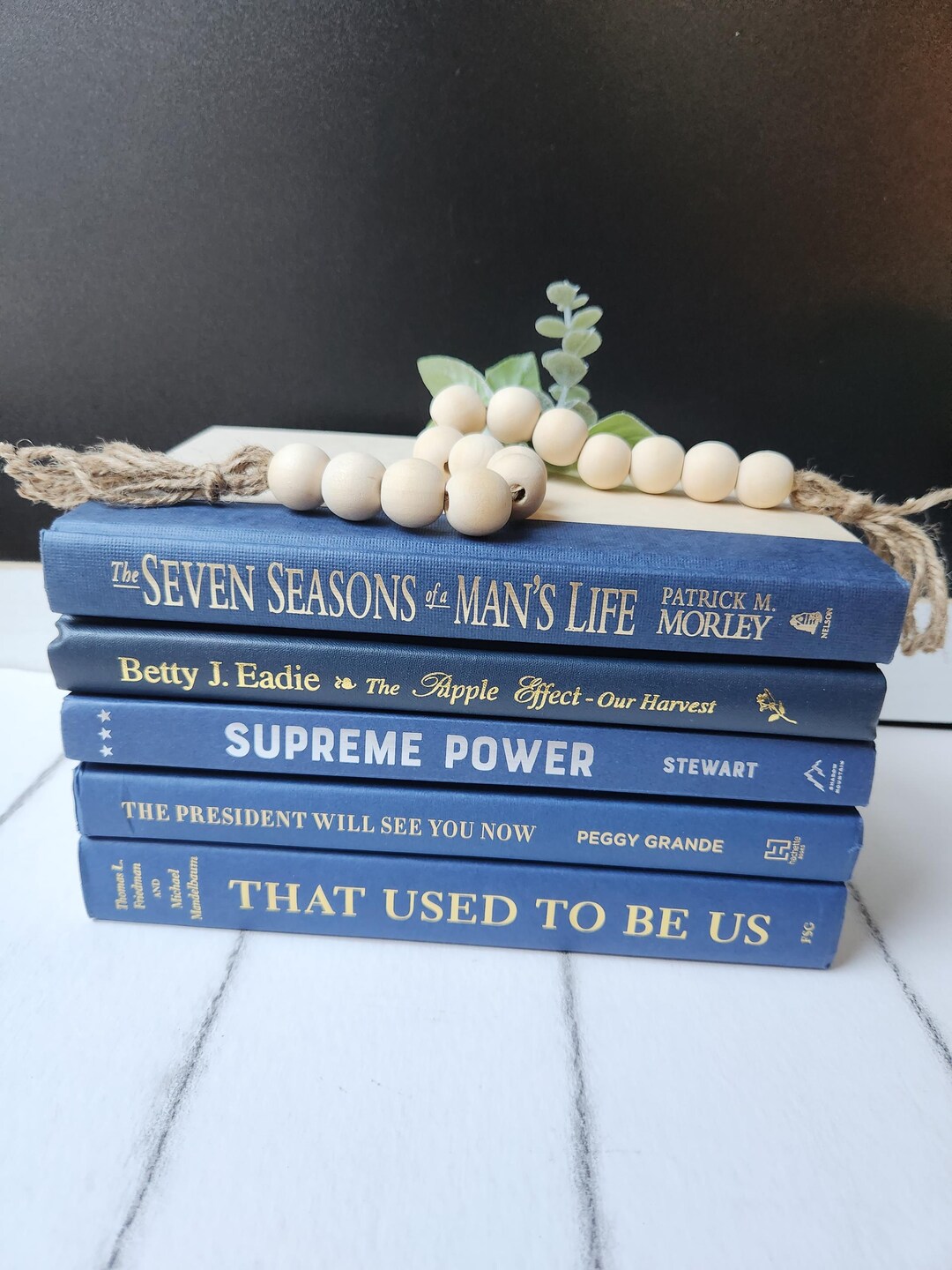 Dark Navy Blue Hardcover Book Stack: Vintage Modern Display- Set of 5 ...
