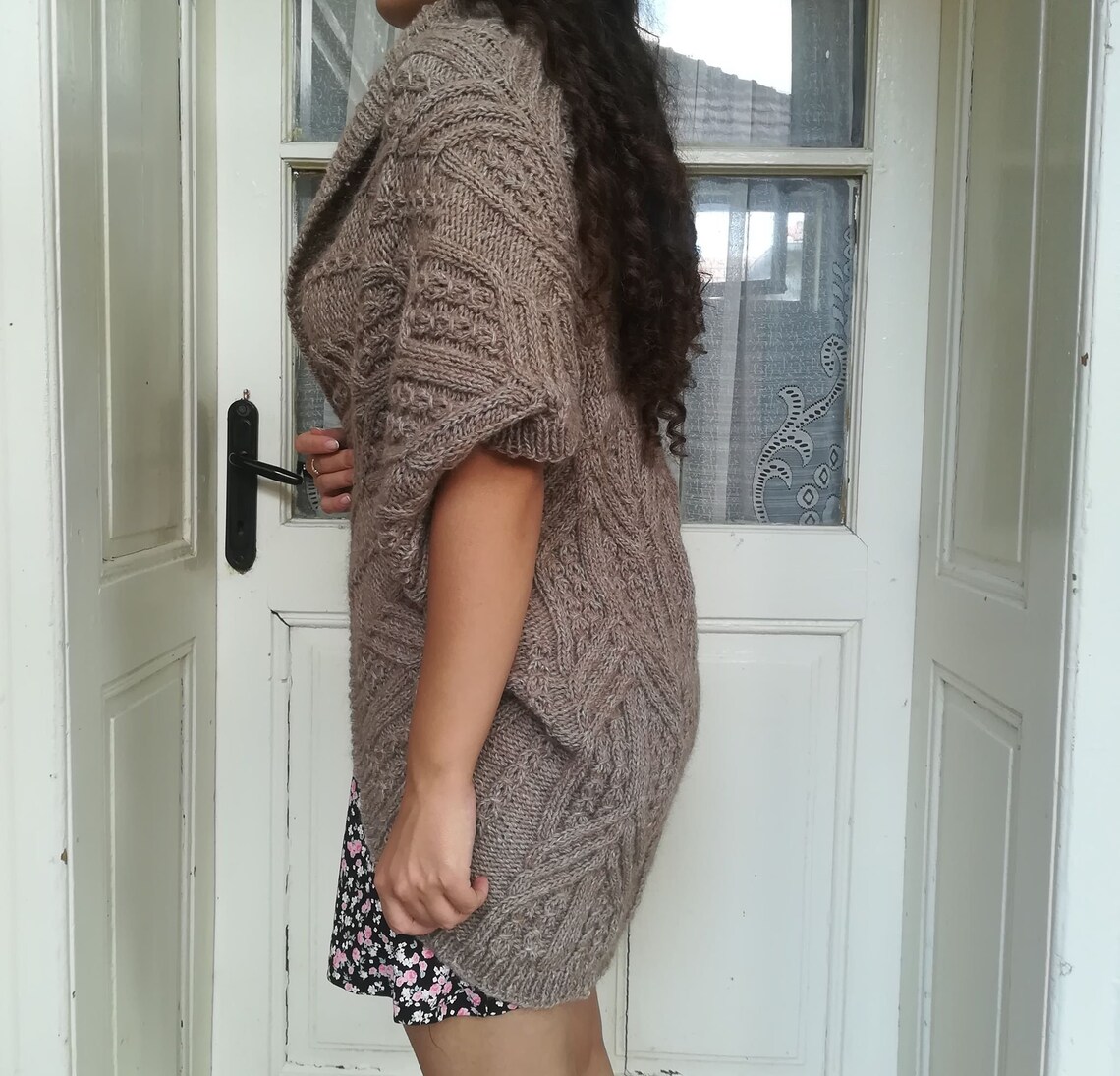 Beige Knitted Women Coat/knitted Sweater/handmade Cardigan/hand Knitted ...