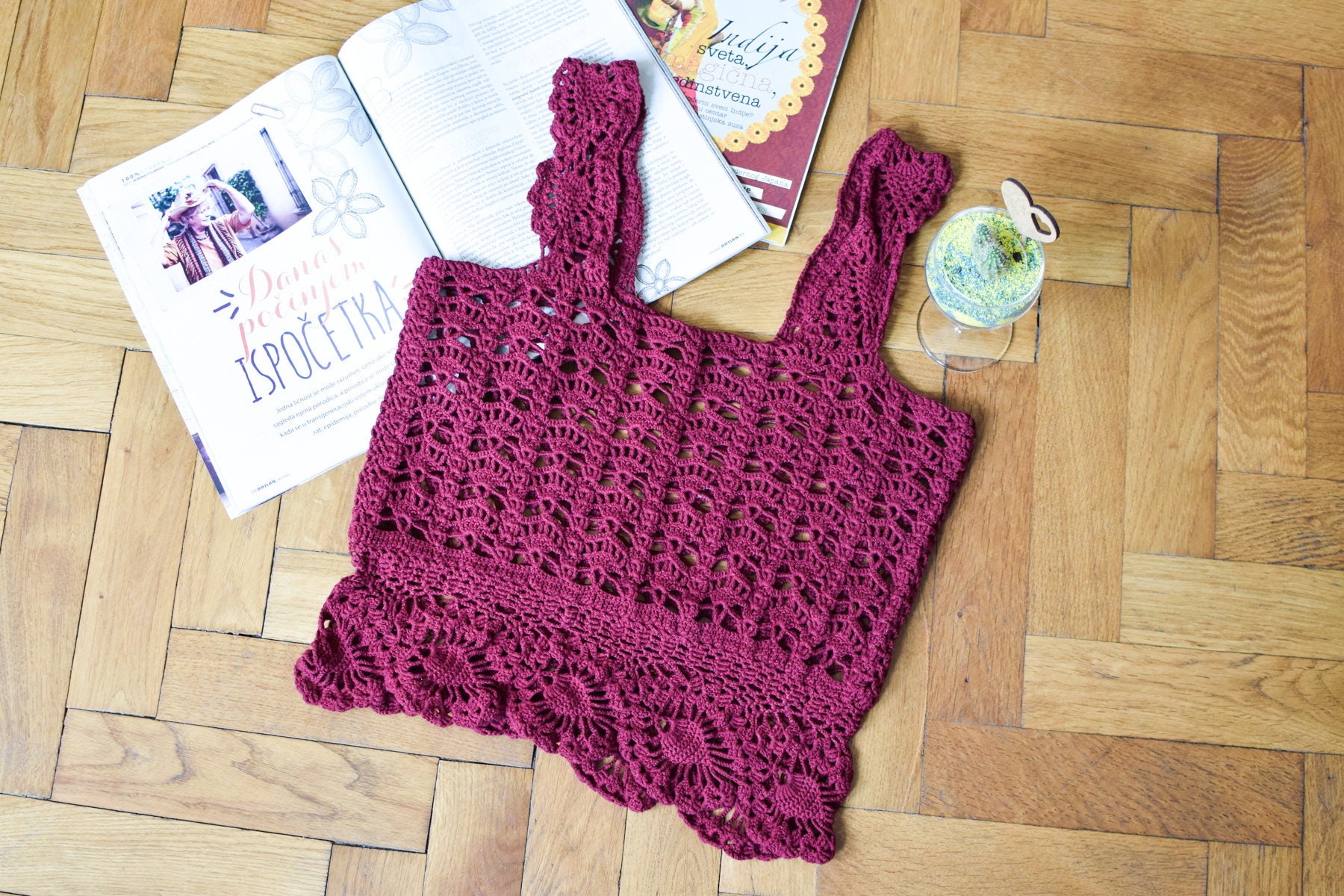 Summer Crochet Blouse/tank Top/crochet Top/red Wine Color - Etsy