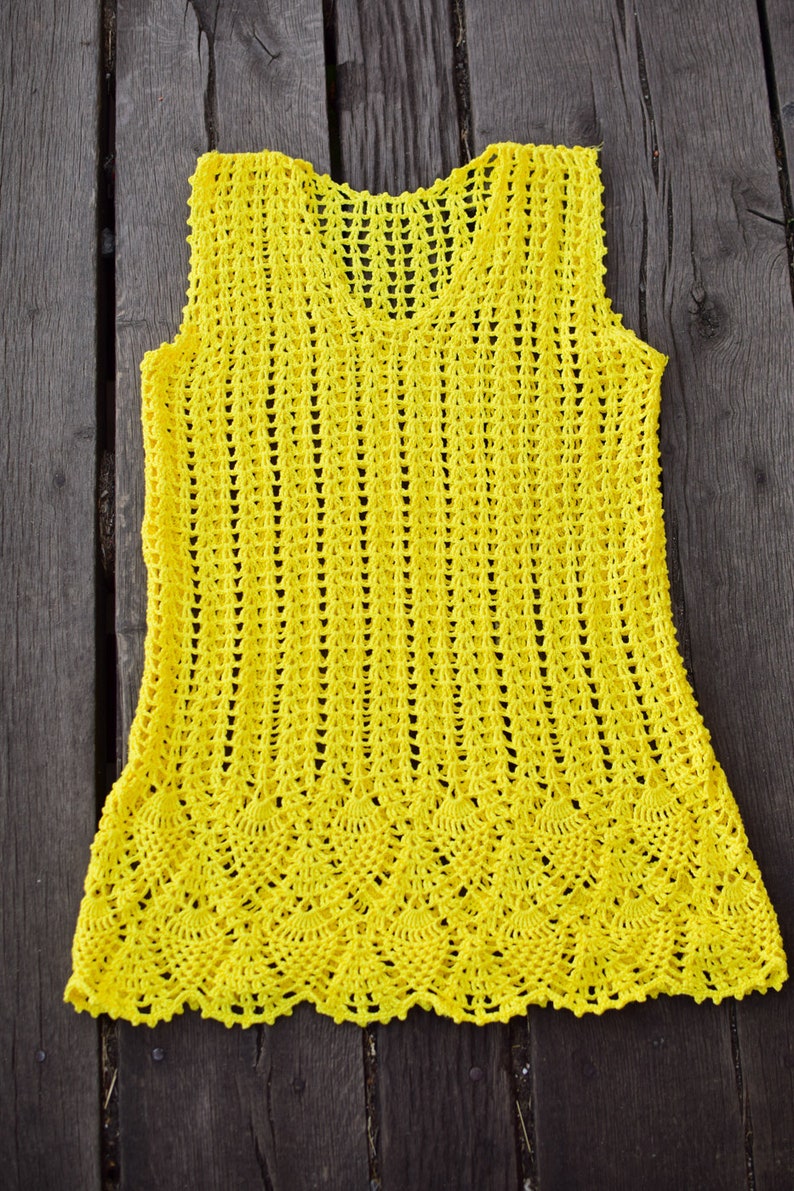 Crochet Tunic/ Yellow Tunic/summer Dress/cotton Dress/women Dress/beach ...