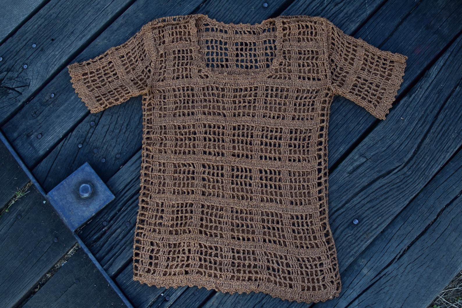 Bronze Crochet Blouse/crochet Blouse/brown Blouse/summer Crochet Top ...