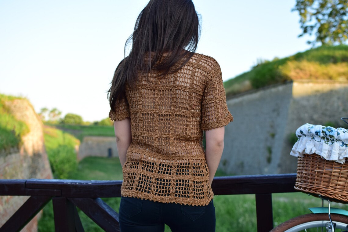 Bronze Crochet Blouse/crochet Blouse/brown Blouse/summer Crochet Top ...