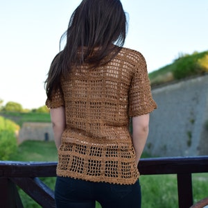 Bronze Crochet Blouse/crochet Blouse/brown Blouse/summer Crochet Top ...