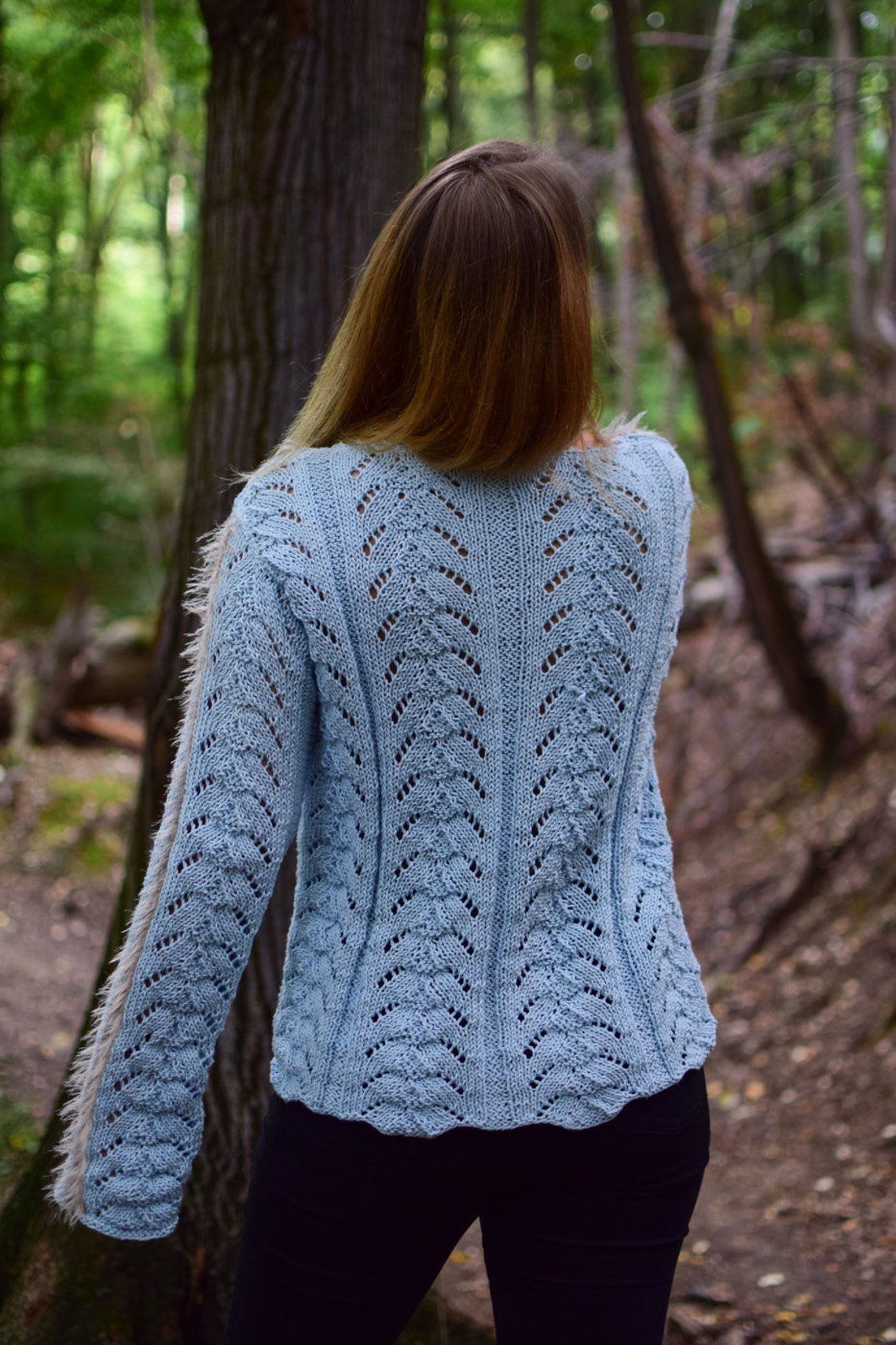 Blue Blouse/knitted Sweater/lace Hand Knitt Blue - Etsy