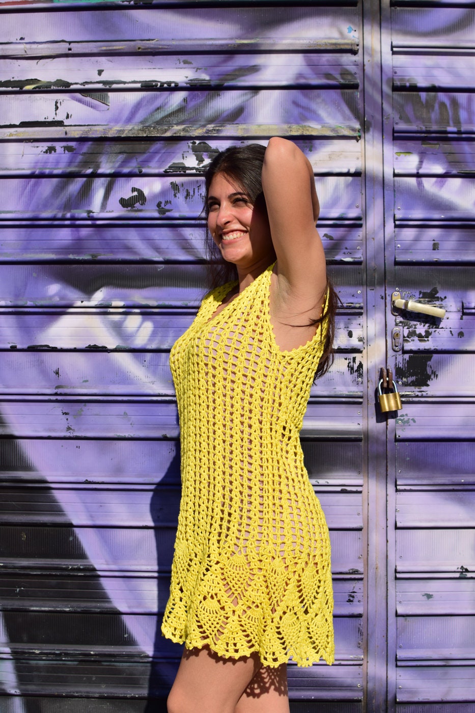 Crochet Tunic/ Yellow Tunic/summer Dress/cotton Dress/women Dress/beach ...