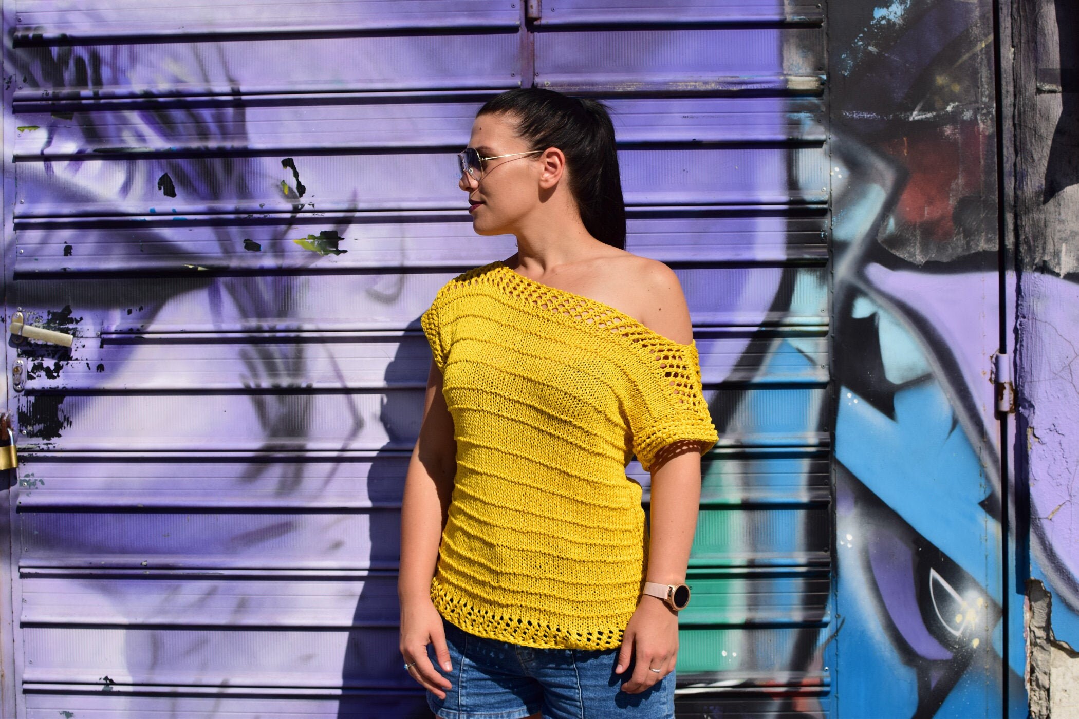 Knitted Summer Blouse/yellow Vest/hand Knitted Top/lace Top/ Cotton ...