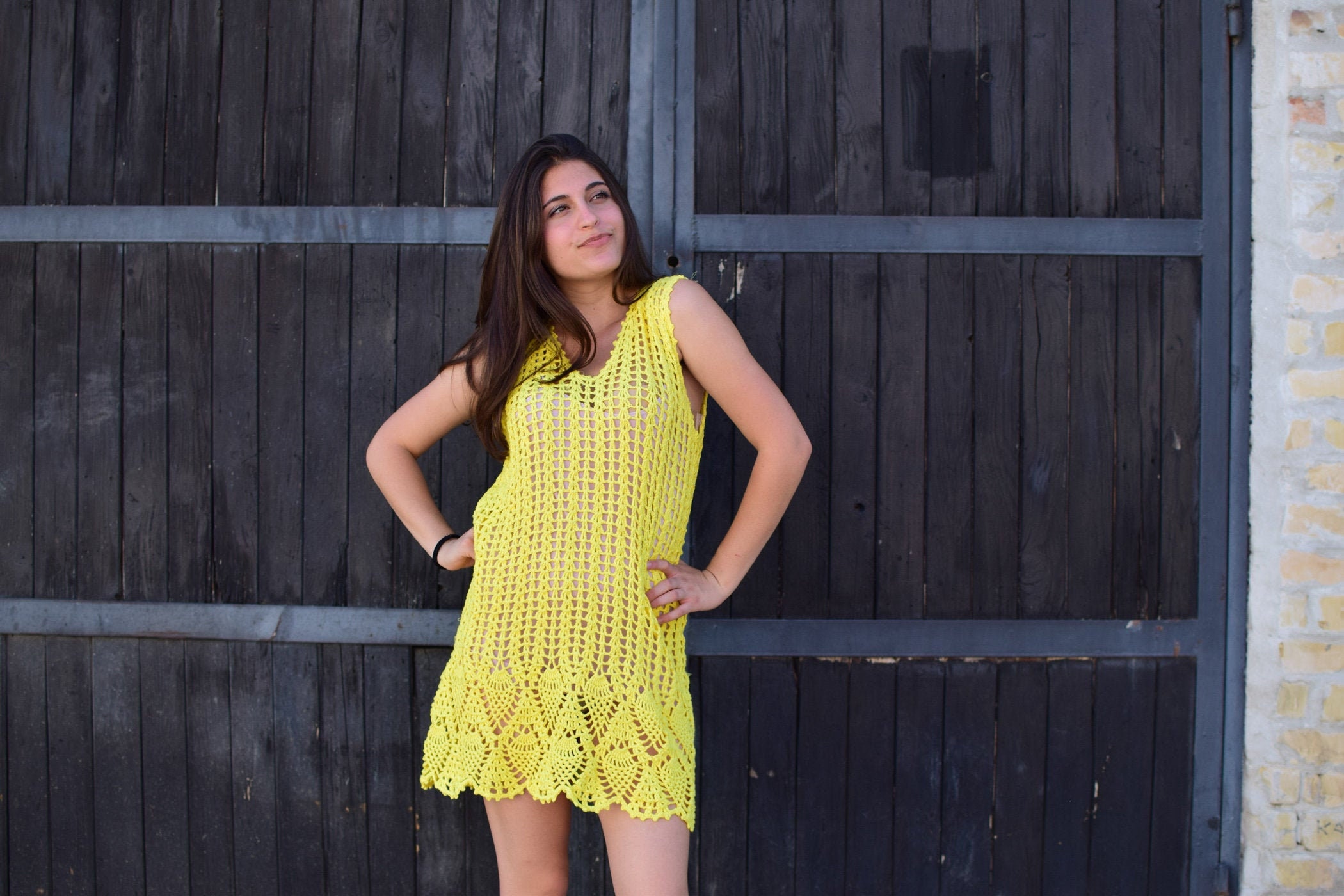 Crochet Tunic/ Yellow Tunic/summer Dress/cotton Dress/women Dress/beach ...