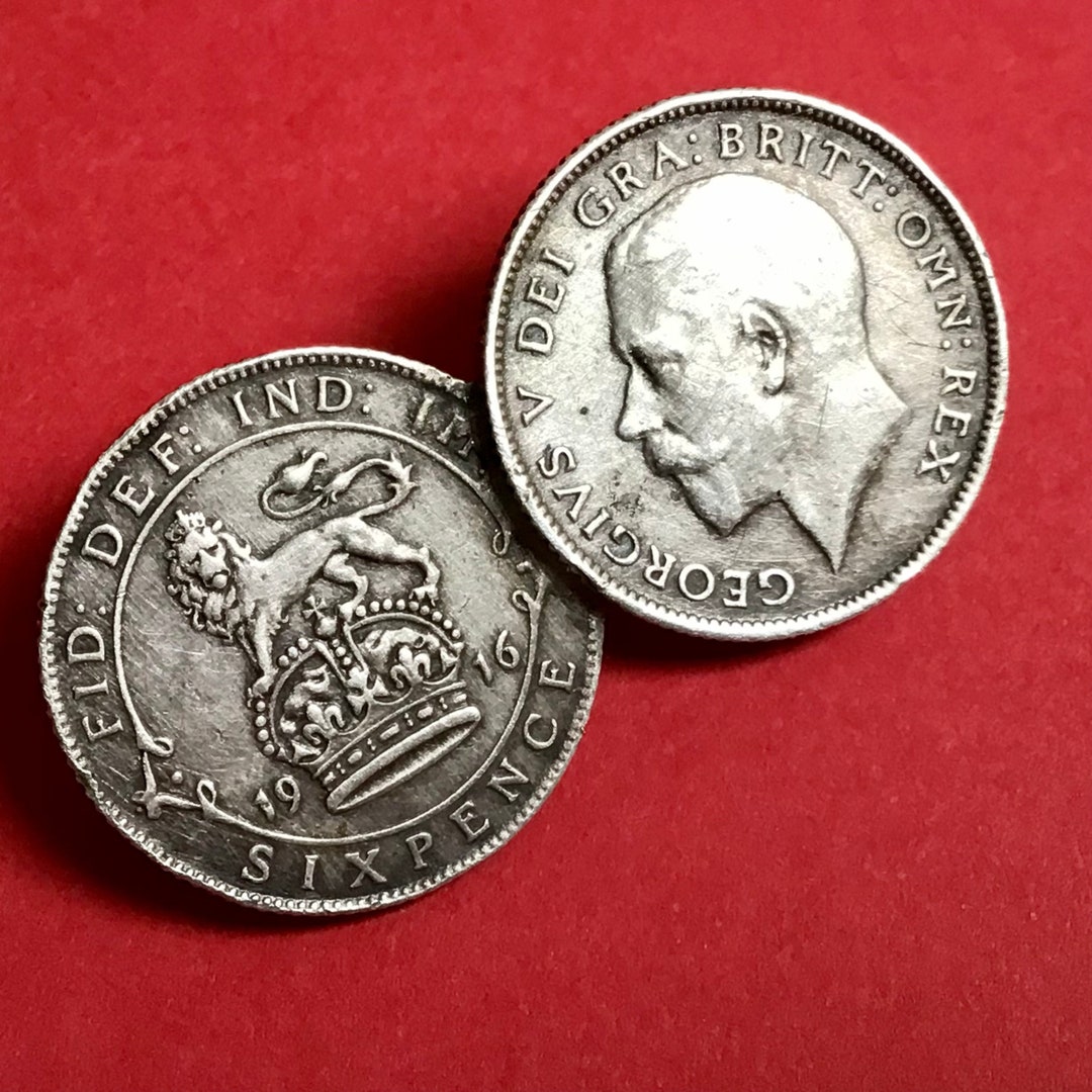WW1 Trench Art Silver Sixpences Coin Brooch, King George V 1916-1917 ...