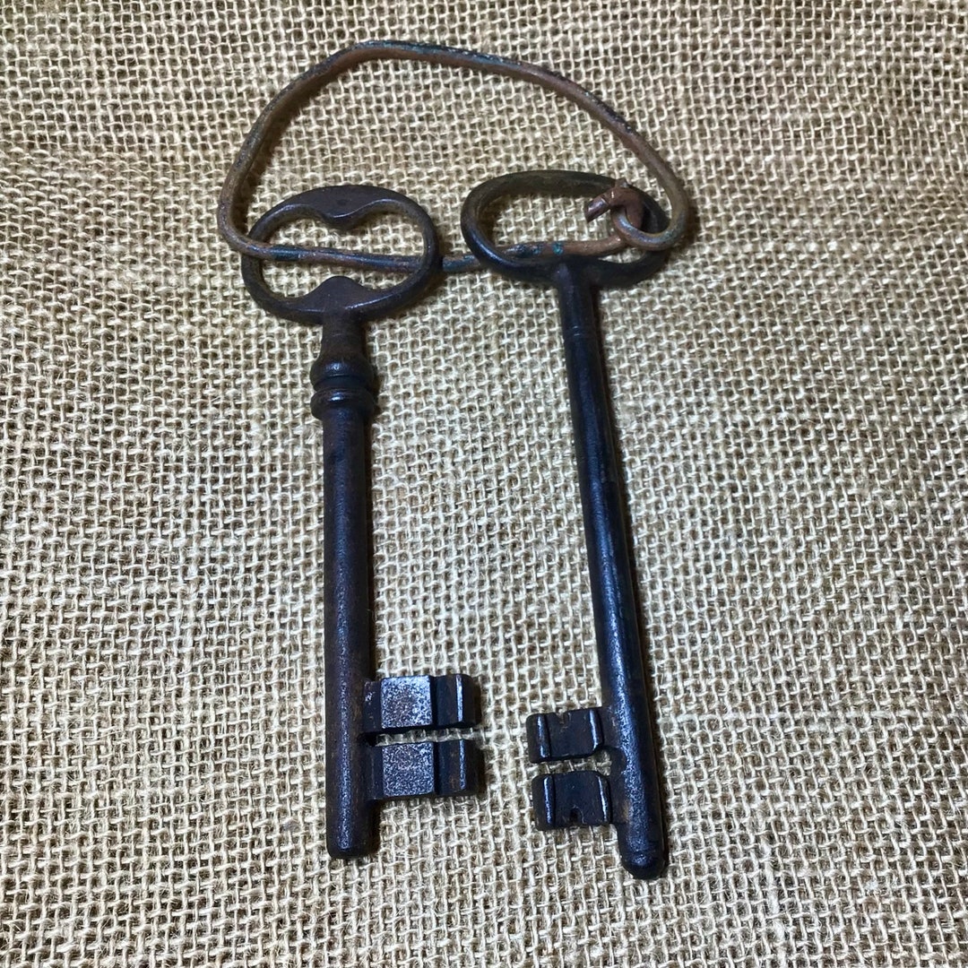 Antique Keys 2 Large Chateau Keys With Key Ring France C. - Etsy