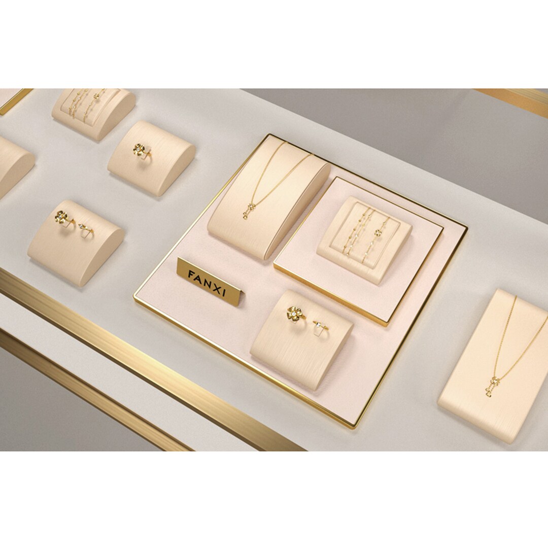 Champagne Jewelry Display Set: PU Leather & Metal - Etsy