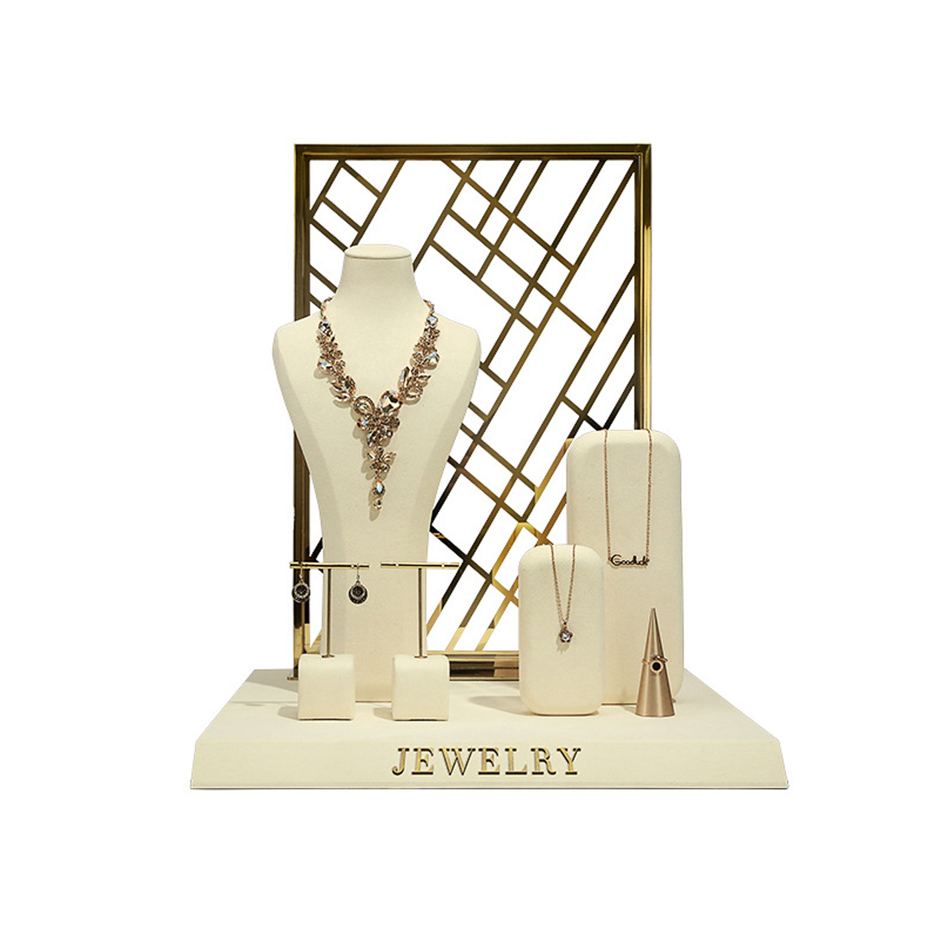 Champagne Jewelry Display Set Metal Jewelry Display Jewelry - Etsy