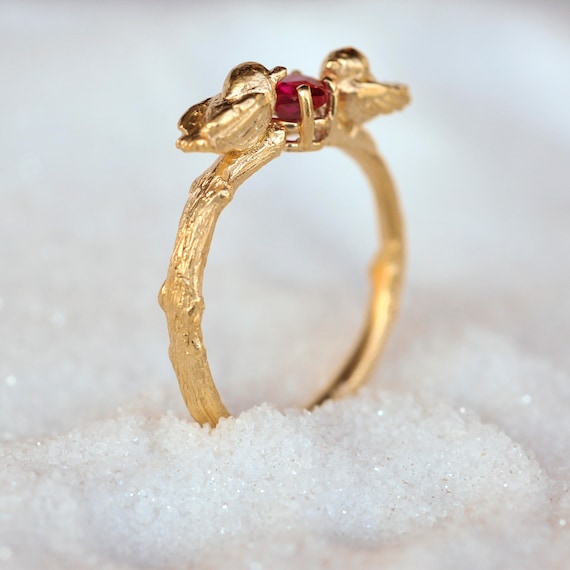 Birds Ring Love Ring Unique Gold Ring Gold Filled Ring | Etsy