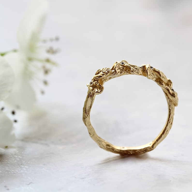 Gold Ring, Delicate Ring, Nature Ring, Romantic Ring, Woodland Ring ...