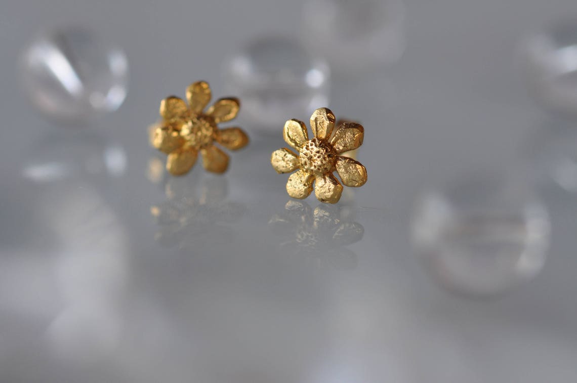 Fresh Plucked Golden Flowers ----- Tiny Gold-filled Stud Earrings - Etsy