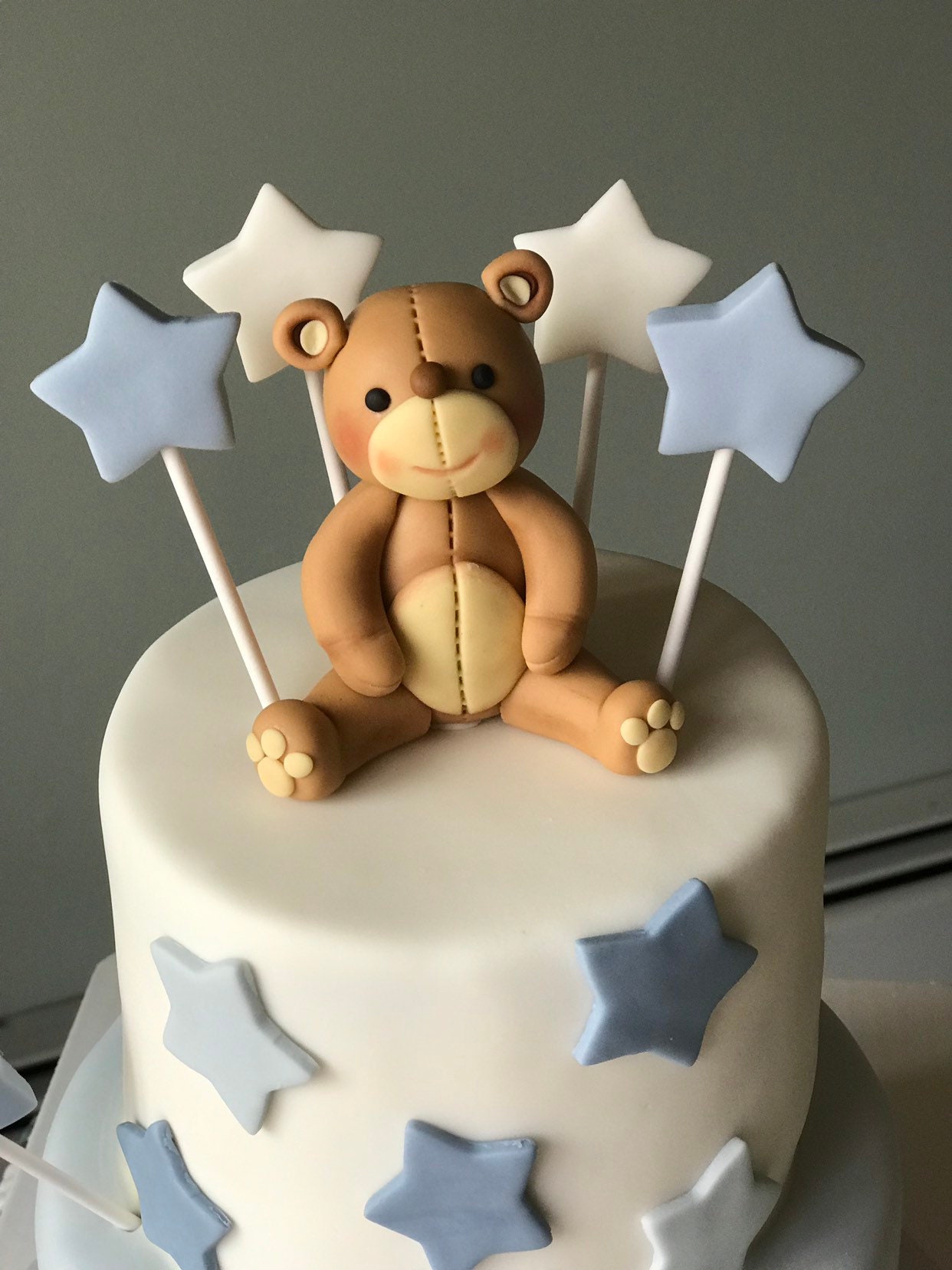 Teddy Bear Fondant cake topper set for babys first birthday | Etsy