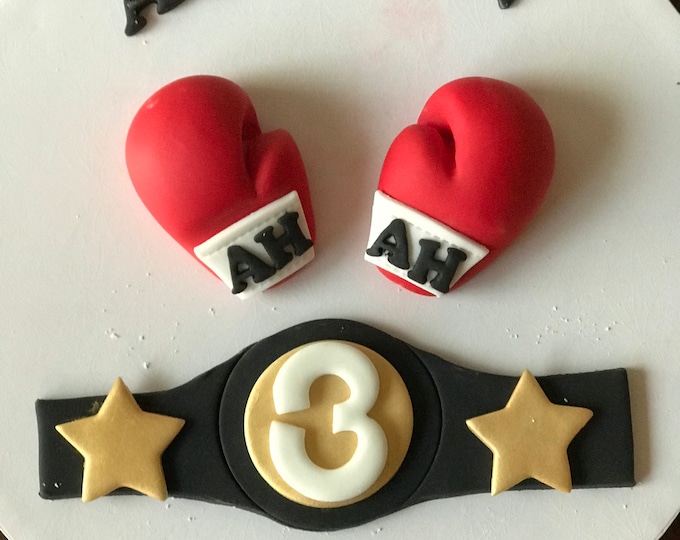 Boxing Heavyweight Champion Fondant Cake Topper. With Boxing Gloves and ...
