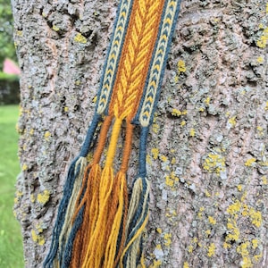 Wide Tablet Woven Wool Belt: Green Brown Folk Boho Sash - Etsy